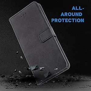 Asuwish Compatible with LG V60 ThinQ V60ThinQ 5G G9 Thin Q Wallet Case Wrist Strap Lanyard Leather Flip Cover Card Holder Stand Cell Accessories Phone Cases for LGV60 V 60 60ThinQ 60V Men Black