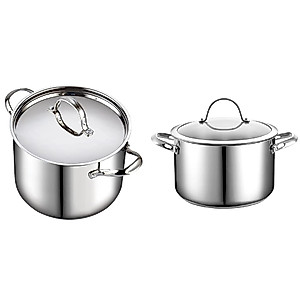 Cooks Standard Quart Classic Stainless Steel Stockpot with Lid, 12-QT, Silver & 6-Quart Stainless Steel Stockpot with Lid