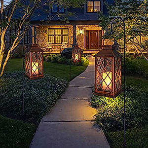 TAKE ME [2 Pack] 14" Solar Lantern Outdoor Garden Hanging Lantern Waterproof LED Flickering Flameless Candle Mission Lights for Table,Outdoor,Party Valentine's Day Gift