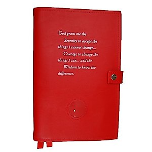 Paperback Giant Print Deluxe Double Alcoholics Anonymous AA Big Book & 12 Steps & 12 Traditions Book Cover Coin Holder RED
