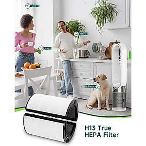 2-IN-1 Filter Replacement Compatible with Dyson TP07 / HP07 / HP09 / TP06 / HP06 / TP04 / HP04 Air Purifier, 360 Combi Glass + Carbon Air Purifier Filter