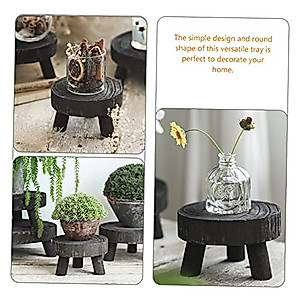 ifundom Wooden Potted Plant Stand Flower Pot Display Stand Dessert Stand House Plants Indoors Live Black Round Tray Coffee Tray Tea Trays for Serving Wood Riser Mouton Potted Flower Small