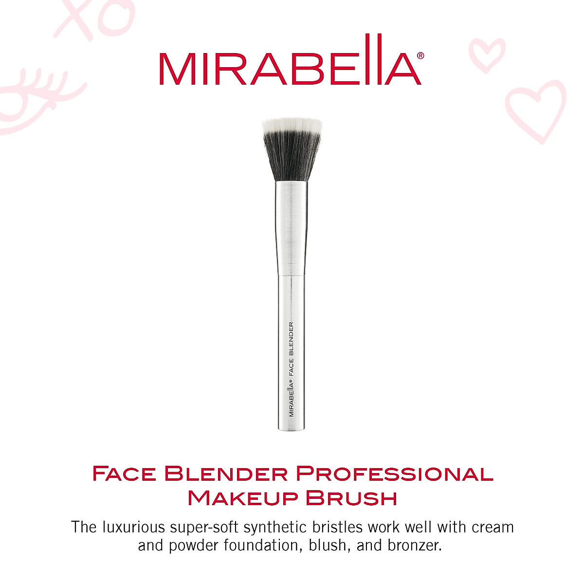 Mirabella Face Blender Brush - Professional & Premium Makeup Beauty Brushes - Natural & Cruelty-Free Synthetic Bristles, Hand-Sculpted Brushed Aluminum Luxury Cosmetic Make Up Brush