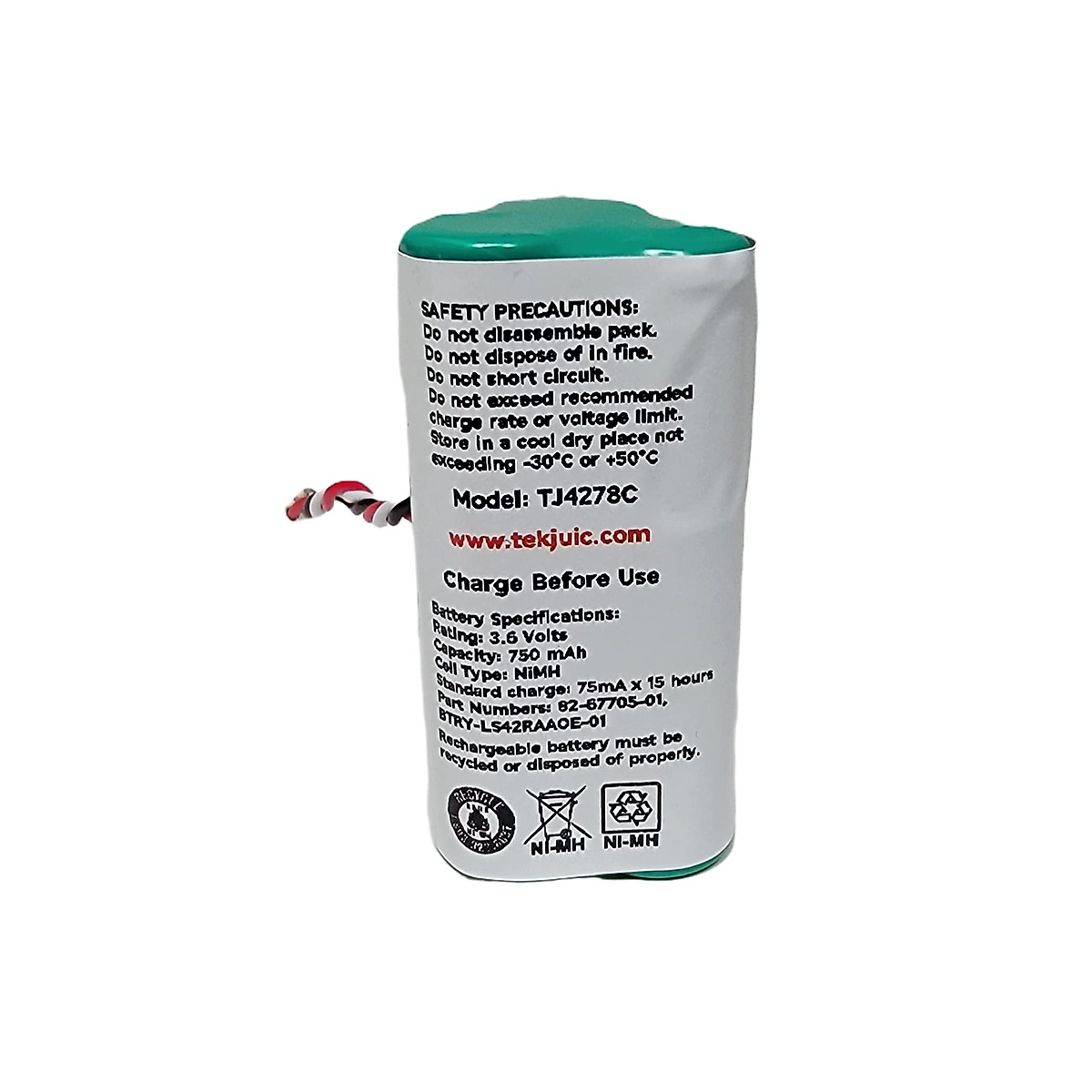 TekJuic BTRY-LS42RAA0E-01 Replacement Battery Compatible with Motorola/Symbol/Zebra LS4278, DS6878 and LI4278 Scanners. 750mAh
