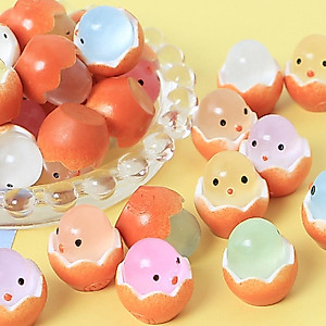 Ximimark 30pcs Luminous Cute Eggshell Chick Play House Toy Egg White Resin Car Decoration DIY Jewelry Accessories Children Surprise Gift