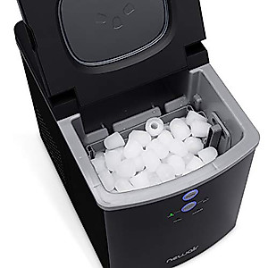 NewAir Black Portable Ice Maker | First Batch In Under 10 Minutes And 33 lb Daily | 2 Ice Size Bullets Daily, Perfect Machine For Kitchen Countertops, and RV NIM033BK00