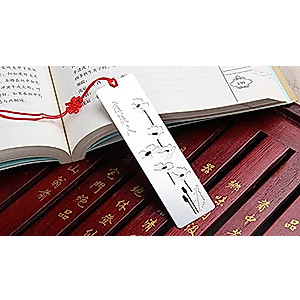 Sanle 8 Pcs Metal Bookmark Hollow Art Stainless Steel Book Mark with red Endless Knot