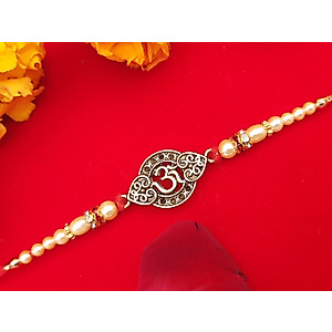 Palak Global Rakhi Bracelet for brother, Unique Design Rakhi for Brother, Bhabhi, Sister, Father and celebration with Family, Raksha Bandhan holy Rakhi. (Rakhi Design Om and Bro, Set of 2, Small)