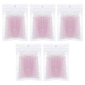 ZYIGYI 500 Pcs Disposable Micro Applicator Brush for Eyelash Extension, Micro Cotton Swabs, Lips Mascara Wands Pink
