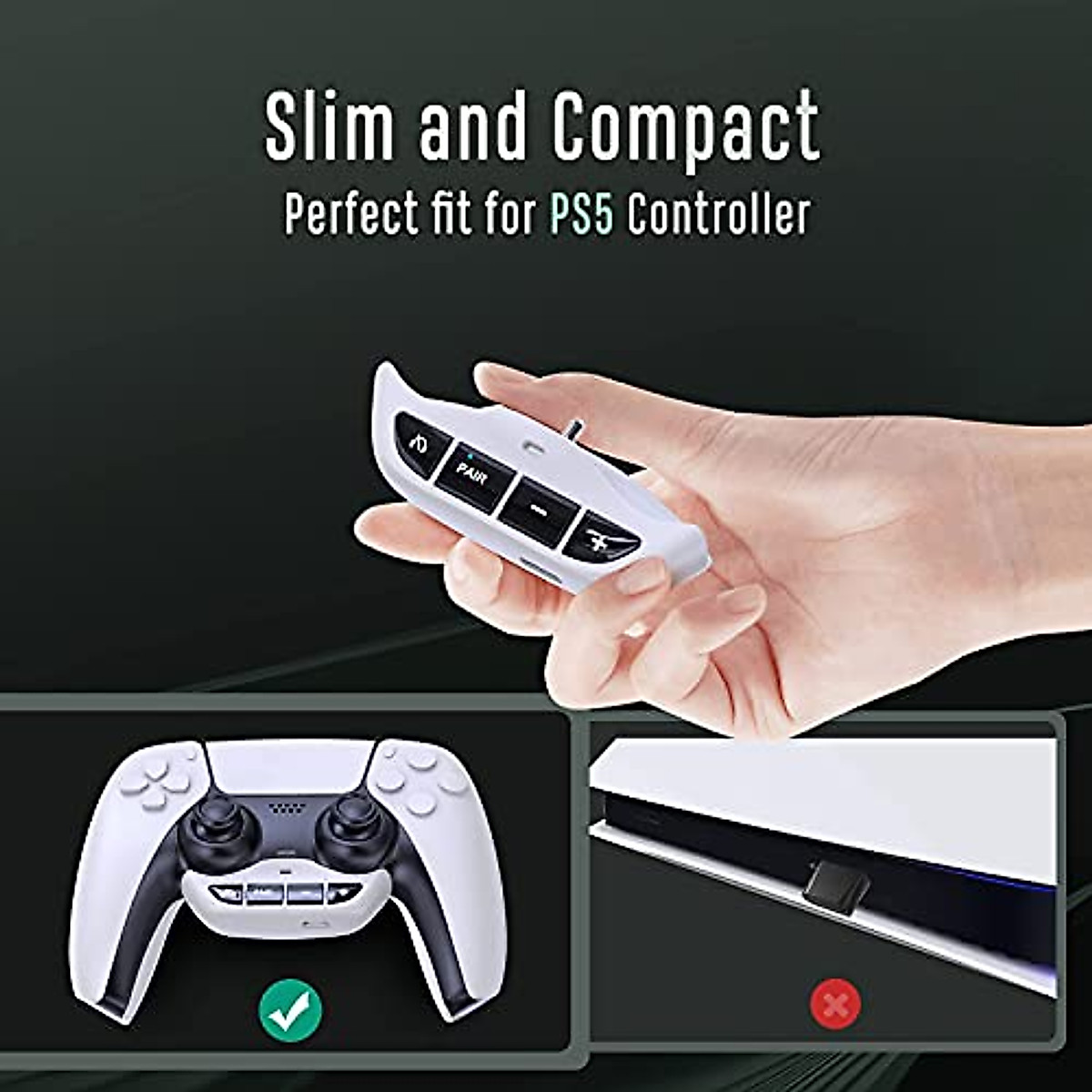 Uberwith PS5 Bluetooth Adapter for PS5 Accessories BT 5.0 Wireless Audio Transmitter for PS5 Controller with Low Latency for AirPods Bose Sony Headphone Speakers Earbuds(White)