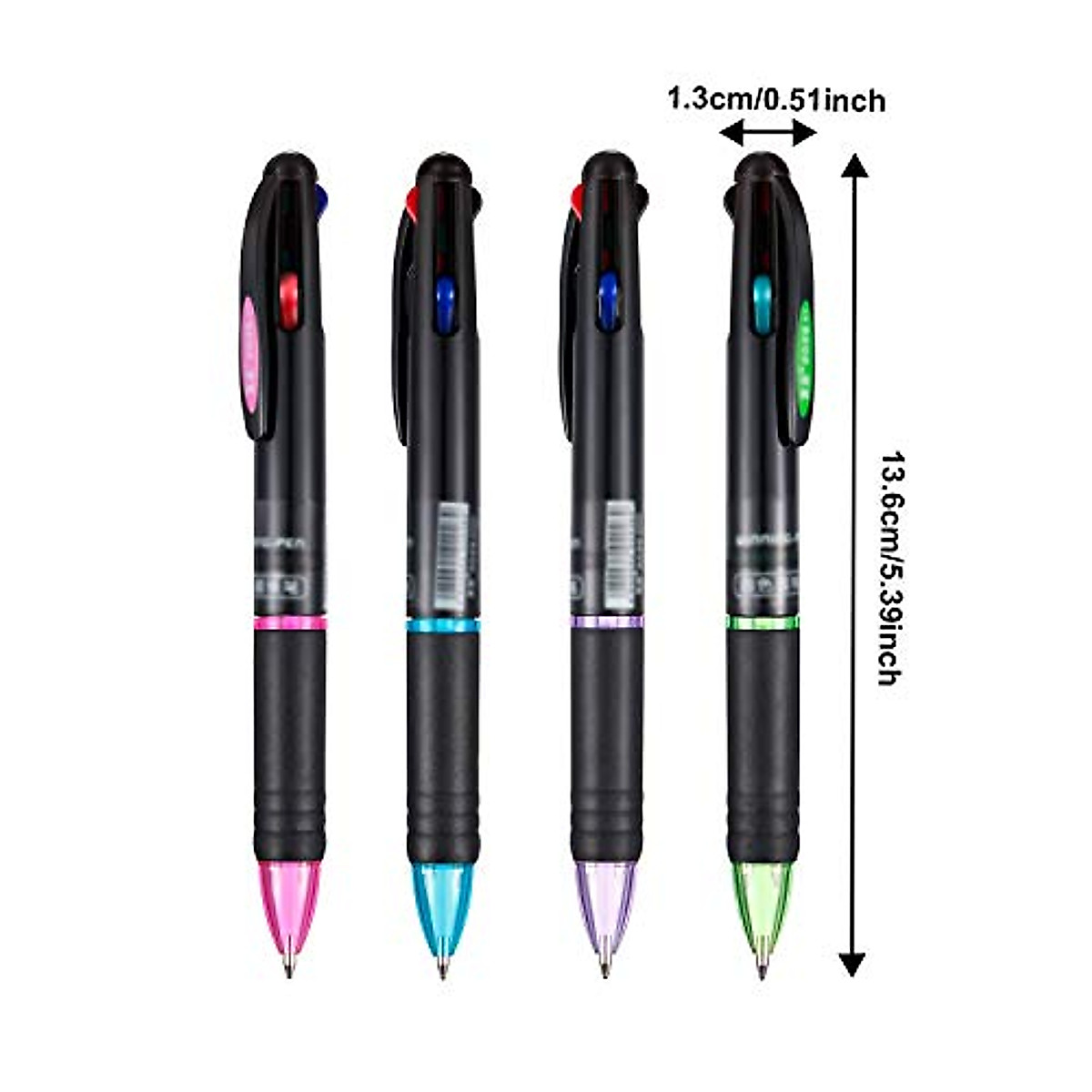 JOVITEC 24 Pack 4 in 1 Multicolor Retractable Pens 0.7 mm 4 Colors Gel Ink Ball Point Pens for Nurses Kids Supplies