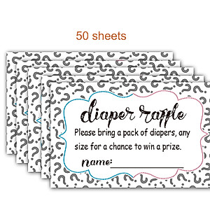 Diaper Raffle Tickets for Baby Shower (50 Count) 3.5" x 2" with Name Line, Baby Shower Game