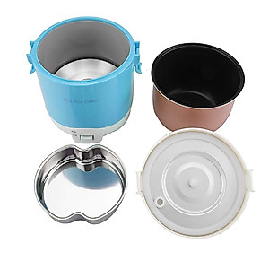 Shipenophy 24V 180W 1.6L Electric Portable Multifunctional Rice Cooker Food Steamer Multi Cooker Rice Grain Cooker for Cars Trucks (Blue)