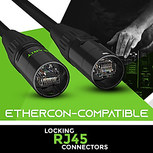 GearIT CAT6 Ethernet Cable, EtherCON-Compatible (6 Feet) RJ45 Connectors for Pro Audio, Aluminum Shielded, Oxygen Free Copper - 6 ft. - Black