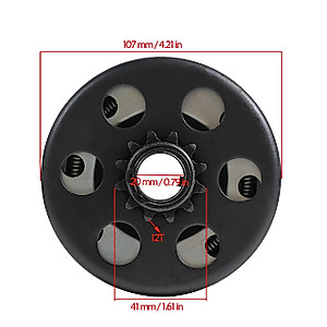 CWTD 20mm Hole 12 Teeth Bore Go Kart Centrifugal Clutch for #35 Chain Mini Bike Go Kart Trike ATV