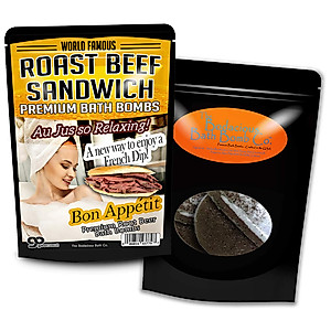 Roast Beef Sandwich Bath Bombs XL Root Beer Bath Bombs Luxury Bath Balls Funny Girlfriend Gags for Best Friends Bath and Body Gags for Men Funny Spa Gifts for Men Weird Gifts Au Jus French Dip
