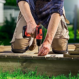 NoCry Home & Gardening Knee Pads for Women and Men - Lightweight Waterproof EVA Foam Cushion, Soft Inner Liner, and Easy Fit with Adjustable Hook'n'Loop Straps, Garden Kneeling Pads for Work, Black