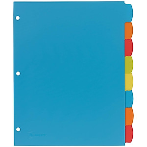 Avery Big Tab Write & Erase Durable Plastic Dividers, 8-Tab Set, Multicolor Brights, 3 Sets (21210)