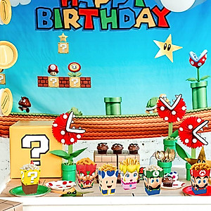 30PCS Mario Birthday Party Supplies, Mario Party Snack Box Decorations, Mario Party Favors for Mario Party Paper Popcorn French Fries Fried Chicken Boxes