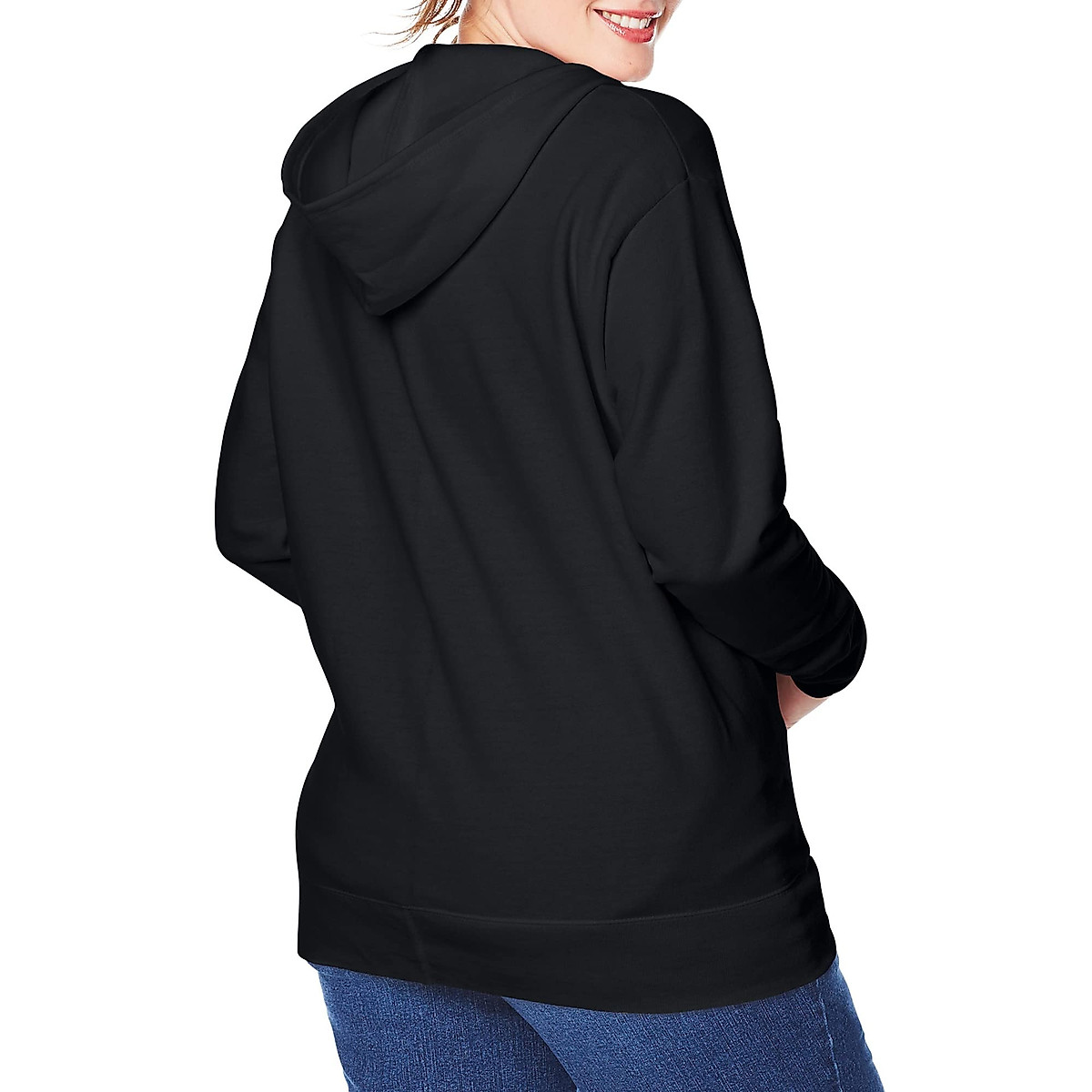 JUST MY SIZE womens Comfortsoft Ecosmart Fleece Full-zip Women's athletic hoodies, Ebony, 3X US