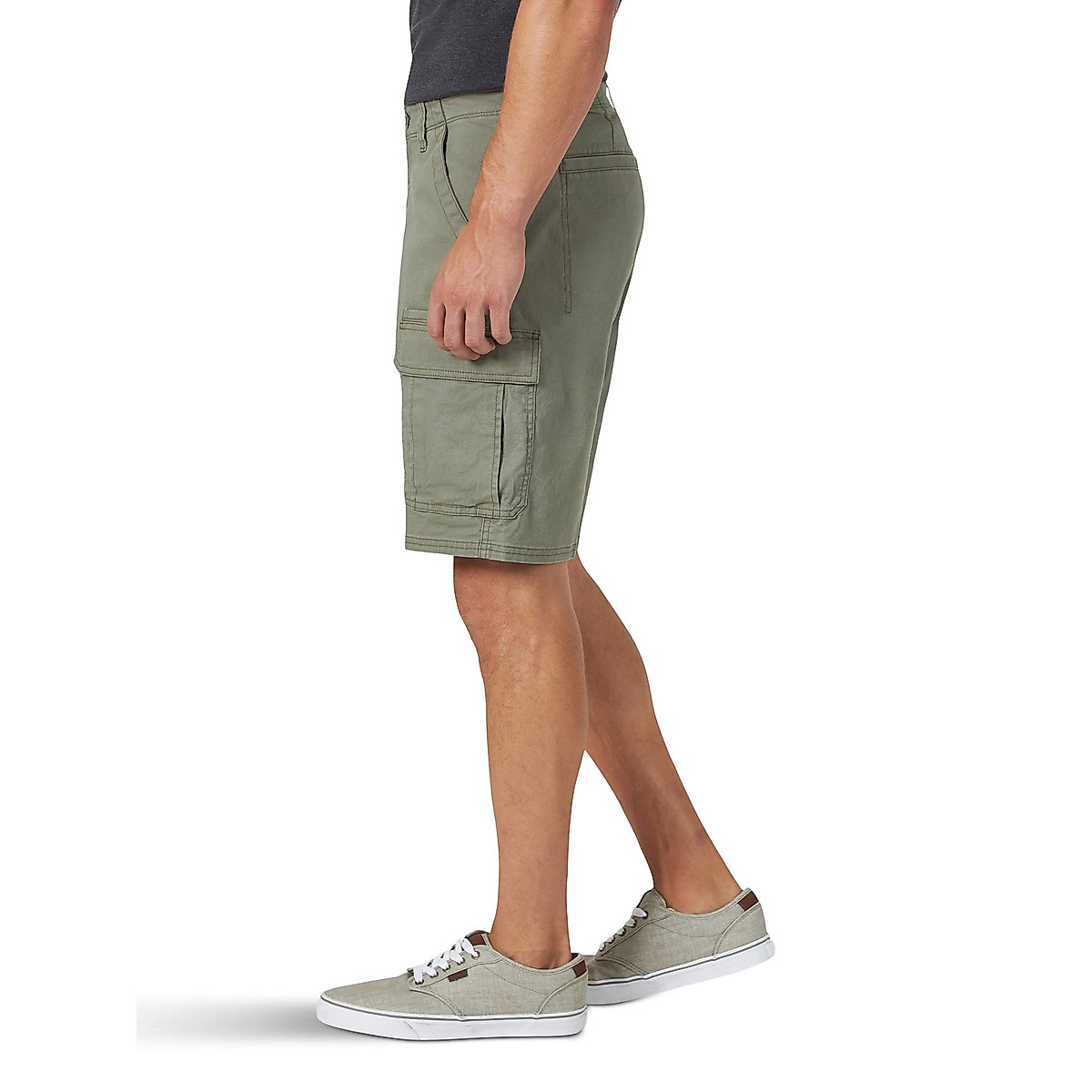 Wrangler Authentics Men's Classic Cargo Stretch Short, Dusty Olive, 33