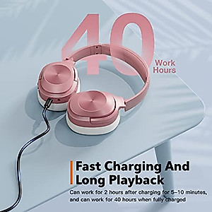 Active Noise Cancelling Headphones,Wireless Noise Cancelling Headphone, Microphone 40 Hours Playtime Wireless Bluetooth Headphones 3D Low Bass Tone Fast Charge for Cellphone/Work/Gym/Travel