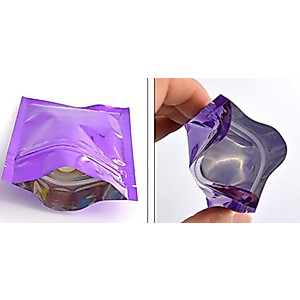 100PCS Metallic Foil Open Top Sealable Bags Double-Sided Color Mylar Foil Flat Heat Sealable Sample Ziplock Bag Durable Food Storage Bag With Tear Notches Pouches Bag For Candy Tea Sugar(3"x4")