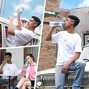 JMEY [Upgrade Gen 3.0] Scent-Based™ Water Bottle with Straw Leakproof Flip, 1-Pack Scent Pod (D-Ring™ Plus), BPA-Free, 32-Ounce for Travel Sports Camping Hiking Home Outdoor School - Pink+Clear Lid