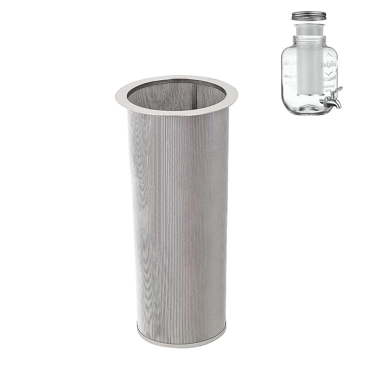 Cold Brew Coffee Filter for 1 Gallon Mason Jars, Made with Stainless Steel, Fine Mesh Filter for Large Batch Cold Brewing, 1 Gallon Mason Jar Filter Crafted to Make Iced Coffee & Tea and Sun