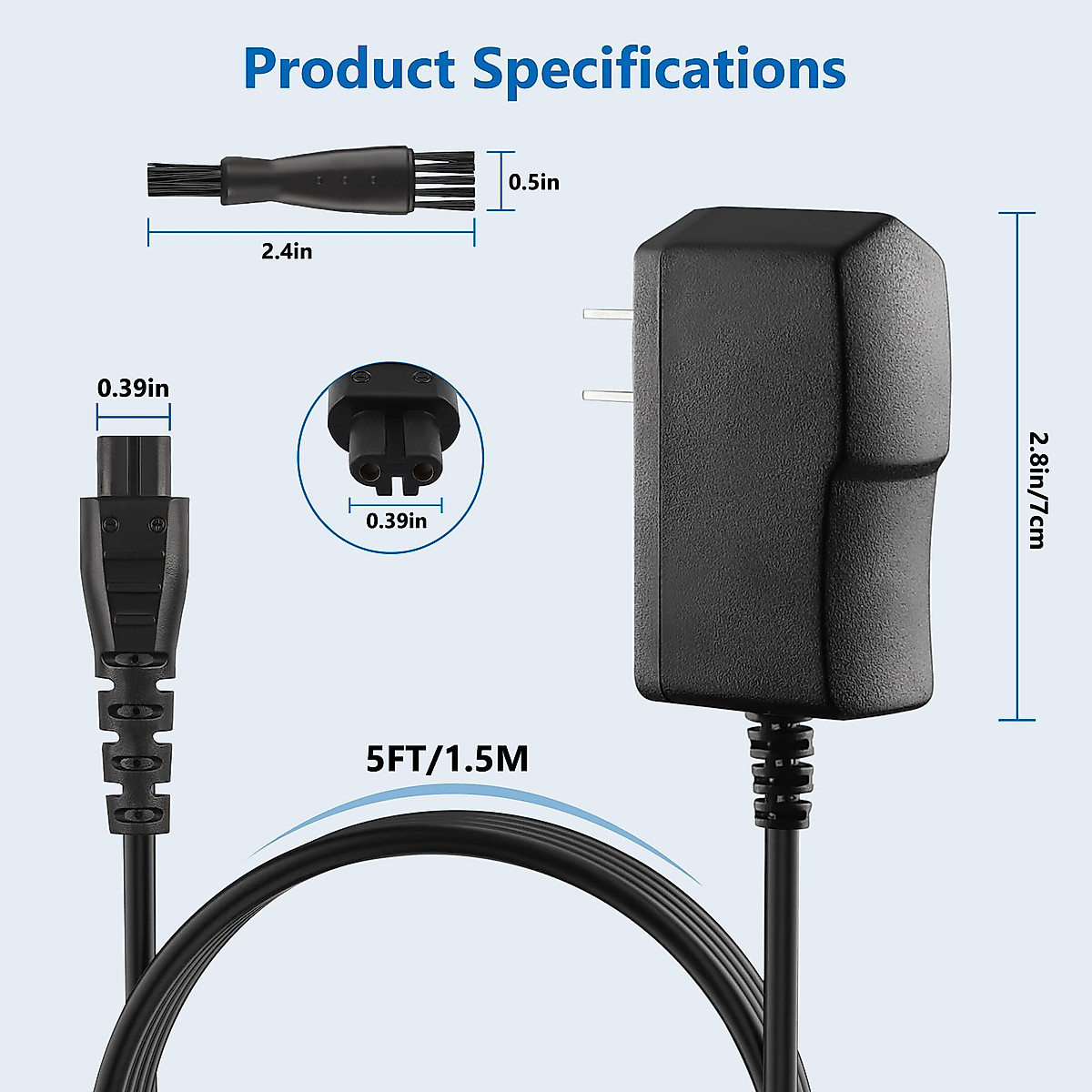 FNKTQL 5V for Remington Charger, Replacement Charger for Remington HC5870 HC4250 PF7500 PF7600 PG6250 PG6255 PG6170 PG6171 XR7000 XF8550 XF8700 Electric Razor Power Cord with Cleaning Brush