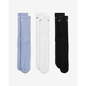 Nike Men`s Everyday Plus Cotton Cushioned Training Crew Socks 3 Pack (Multi(SX6888-922)/W, Large)