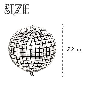 12 Pack Disco Balloons,22 Inch Large Disco Balloons 4D Silver Laser Balloons Metallic Mirror Mylar Balloons for 70s Disco Party Decorations Birthday Party