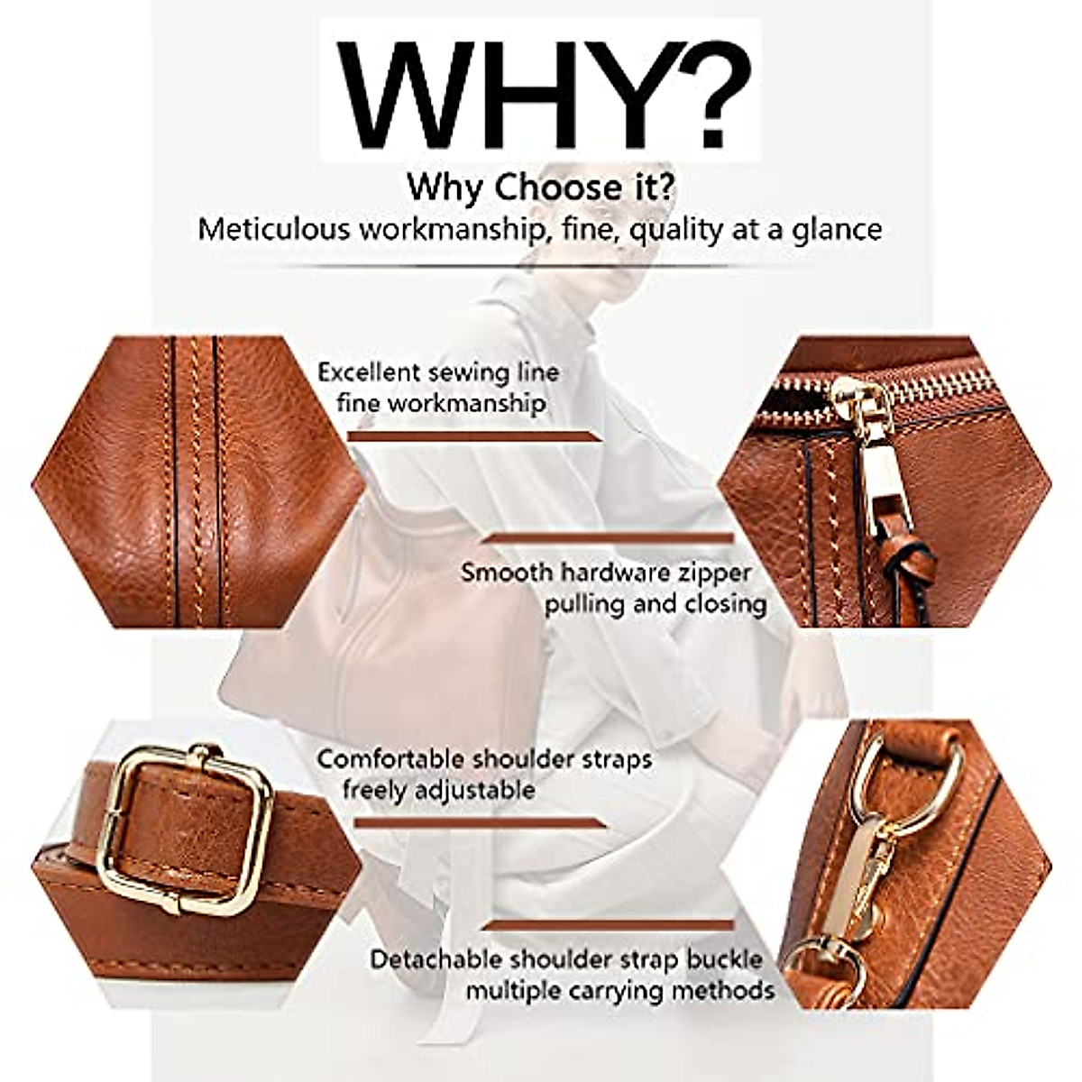 Meobvg Hobo Bag Handbags and Purses for Women, PU Leather Large Tote Shoulder Crossbody Shoulder Bags Set 2pcs (Brown)