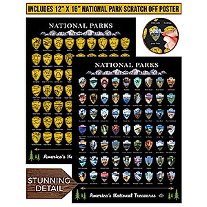 Scratch Off Map of United States + ALL 63 US National Parks Scratch Off Poster, 85 USA Landmarks, Travel Map Kit, 50 State Photo Wall Adventure Maps, Journal Gifts for Travelers by Bright Standards