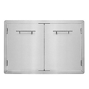 AdirHome 33" Stainless Steel Grill Double Access Double-Face Door With Towel Holder - Easy Install Heavy Duty Stainless Steel Rust Resistant Access Door with Chromium Plated Handle (Horizontal Handle)