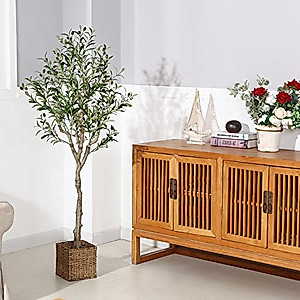 Dr.Planzen Artificial Olive Tree,5FT Tall Fake Plant Faux Olive Plants for Indoor,Natural Fake Tree,Artificial Silk Plants for Office Home Living Room Floor Patio Greening Porch Decor,Set of 1