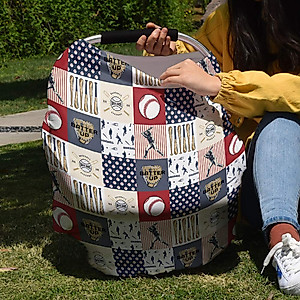 Baby Nursing Covers for Breastfeeding, Baby Car Seat Canopy Covers Scarf for Boys Girls, Baseball Sport Canopy, Stretchy Soft Breathable Poncho Infant Stroller Cover, Red Navy Blue