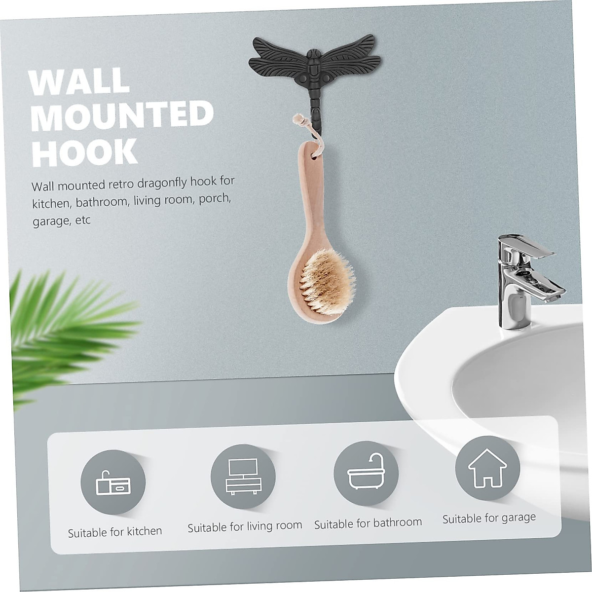 Cabilock Retro Dragonfly Shape Hook Coat Hat Key Hanger Iron Cast Craft Home Decorative Wall Hook