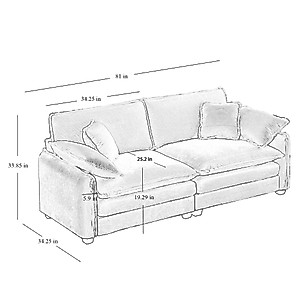 Imseigo Modern Sectional Sofa Modular Deep 2-Seat Sofa Couch, Corduroy Sofa Set Sleeper Comfy Upholstered Furniture for Living Room, Office (Green, 2 Seater)