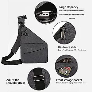 LELEBEAR Personal Flex Bag for Women, Left/Right Shoulder Crossbody Ultra Thin Multi-pocket Anti-thief Bag Men (Purple, Left)