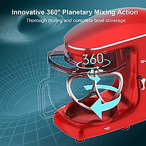 SVEWT Stand Mixer 660W 6+1 Speeds Tilt-Head Food Mixer, Kitchen Electric Mixers with 8.5-QT Stainless Steel Mixing Bowl, Dough Hook, Wire Whisk, and Beater Attachments for Most Home Cooks