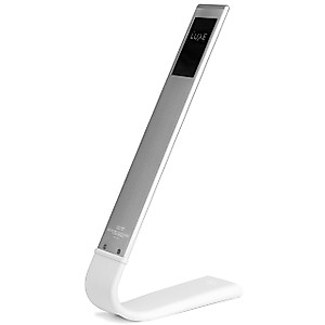Luxe Cordless Eye Friendly LED Desk Lamp, USB Rechargeable up to 40 Hours of Continuous Light, Touch Control 6 Brightness Levels 3 Light Modes 360° Adjustable Modern Design Portable (Silver) (Silver)