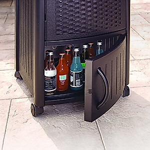 Suncast Resin 77 Quart Wicker-Look Outdoor Patio Cooler with Wheels, Java