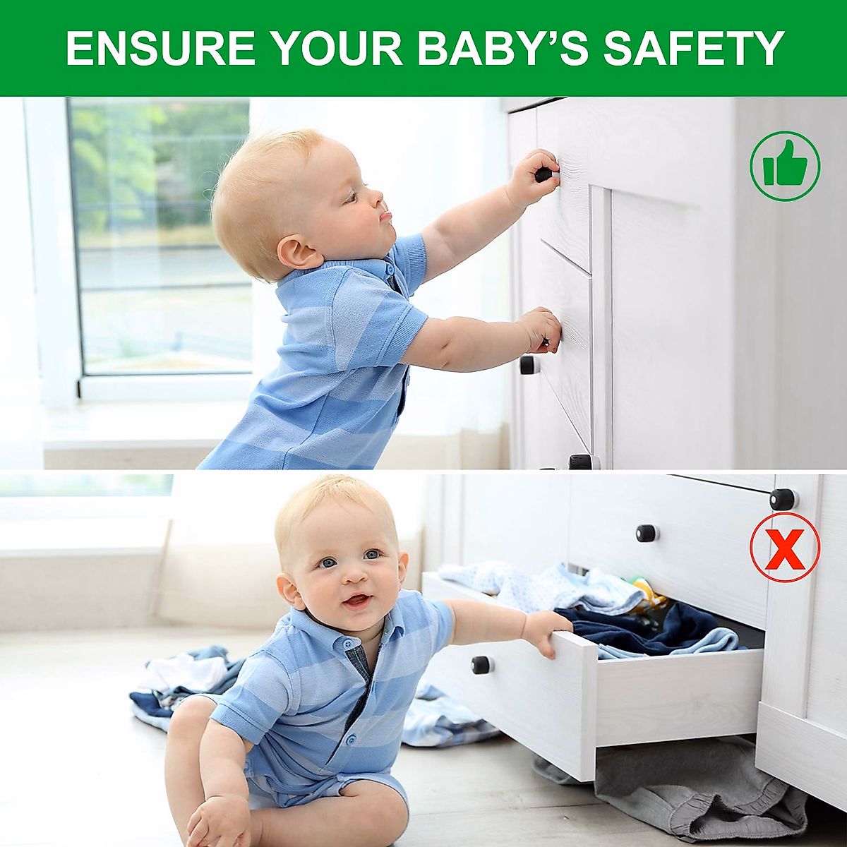 Baby Proofing Magnetic Cabinet Locks - Safeasy Adhesive Children Safety Magnet Drawers Latches (2)