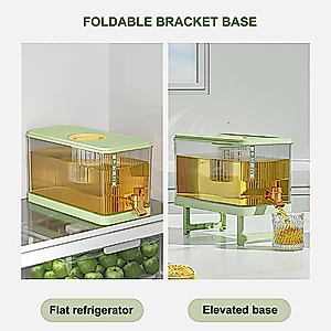 Large Capacity Summer Household Thickened,Frigerator Cold Kettle,Environmental & Reusable Cold Water Bottle With Faucet Fruit Teapot Lemonade Bucket (Green)