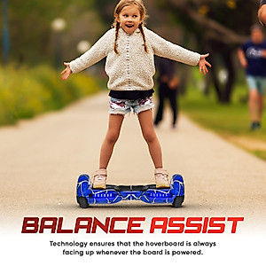 EMAXUSA, Spider-Pattern Hoverboard for Kids Ages 6-12, with Bluetooth Speaker and LED Lights 6.5" Hover Board, UL2272 Safety Certified (Blue)