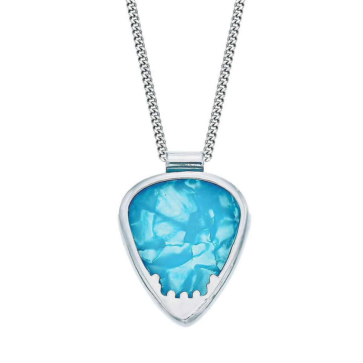 PICKRING Skull Shaped Guitar Pick Holder Necklace for Guitarists/guitar picks keeper storage pendant necklace stainless steel music lovers musicians gifts (SILVER)