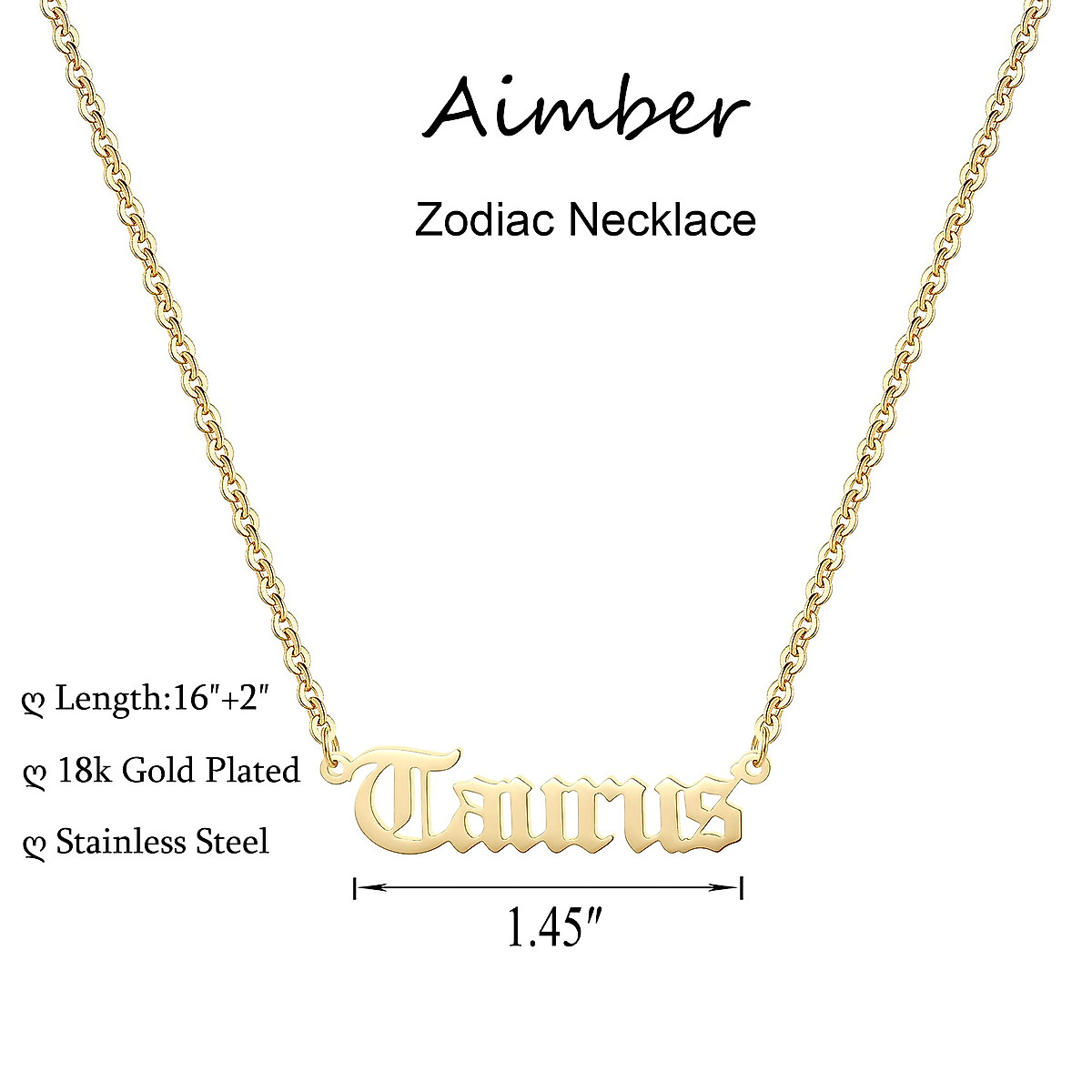 Aimber 18K Gold Plated Astrology Necklace for Women Jewelry,12 Zodiac Pendant Horoscope Constellations Necklace(Letter,Taurus)
