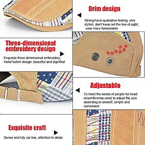 M MOACC Men Beret Hat Cotton Adjustable Newsboy Hats Cabbie Gatsby Cap,Beige #8597