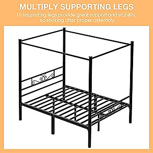 Pliwier Bed Frame with Headboard and Footboard, 13 Heavy Duty Bed Slats, 18 Sturdy Legs Support, No Box Spring Needed, Noise Free, Easy Assembly